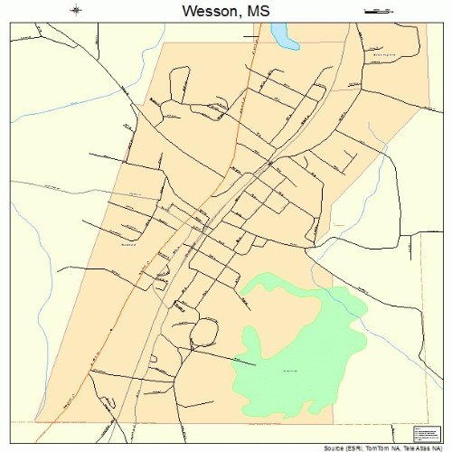 Amazon.com: Large Street & Road Map of Wesson, Mississippi MS - Printed ...