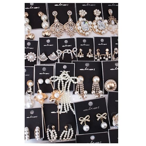 Amazon.com: Pearl Earrings 20 Mixed Assorted Bulk Pack Button Hoop ...