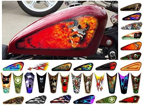 Amazon.com: Custom Motorcycle Gas Tank Graphics With Gray Skulls - 4.5 ...