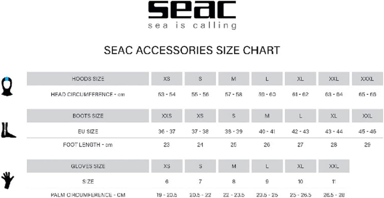 SEAC Regular 5mm Neoprene Reinforced Underwater Scuba Diving Boots with ...