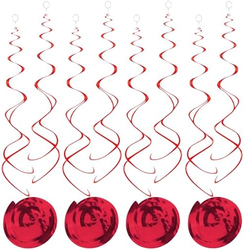 Amazon.com: 30 Pcs Red Swirls Decorations Hanging Swirl Decorations Red ...