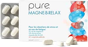 Pure Magne-B-Relax – 45 Comprimés Hautement Dosés, Comprimés Véganes ...