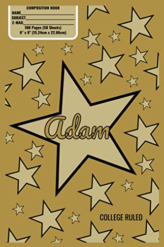 Amazon.co.jp: Adam Monogram Composition Book, Gold Stars Pattern Matte ...