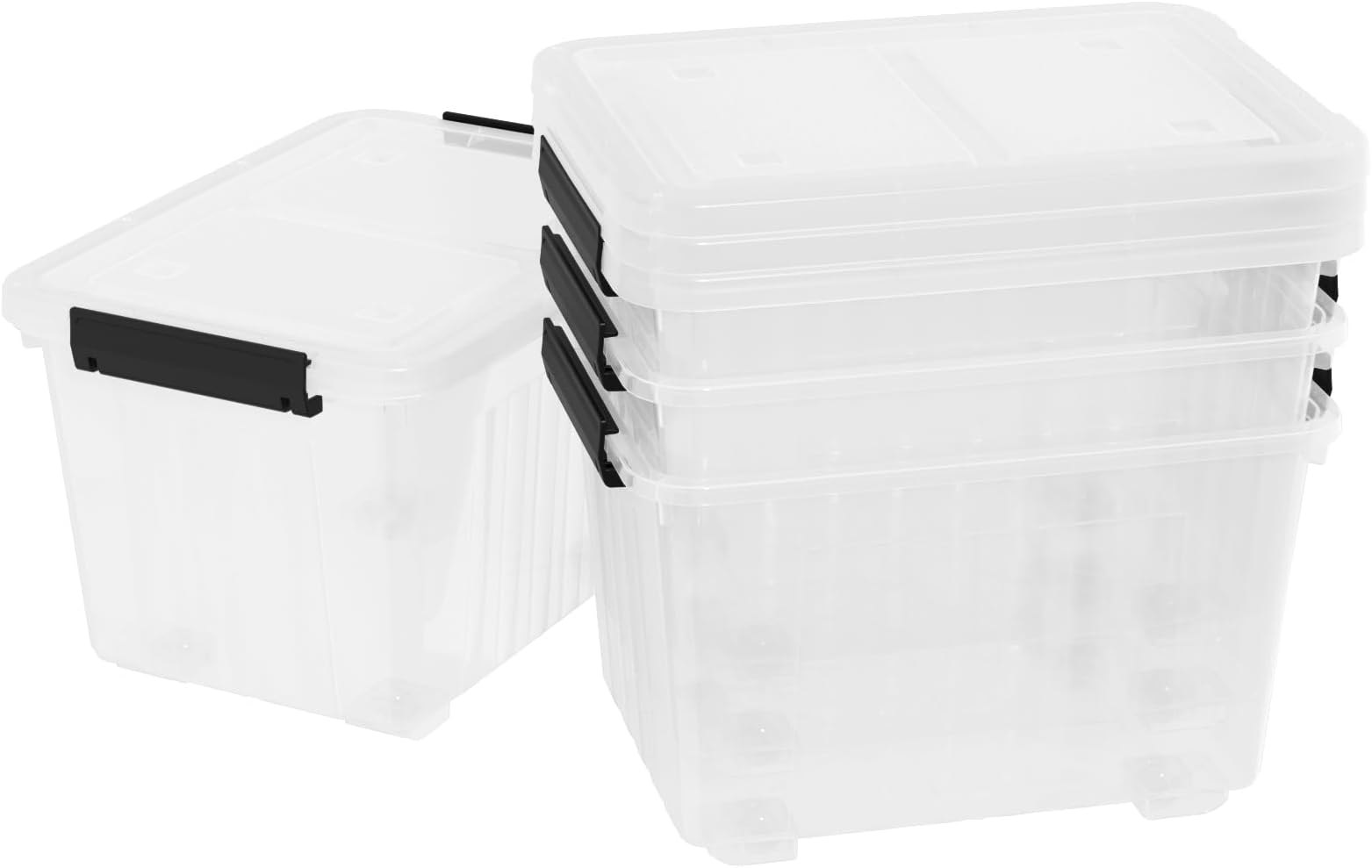 Amazon.com - Teyyvn 4-Pack 50 L Large Plastic Storage Latch Bin with ...