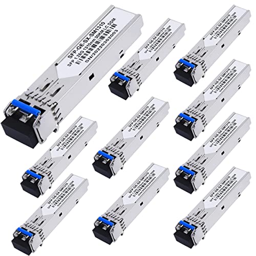 10 Pack 1.25G SFP LC Module 1000Base-LX (SMF,1310nm,20km,DDM) Single ...