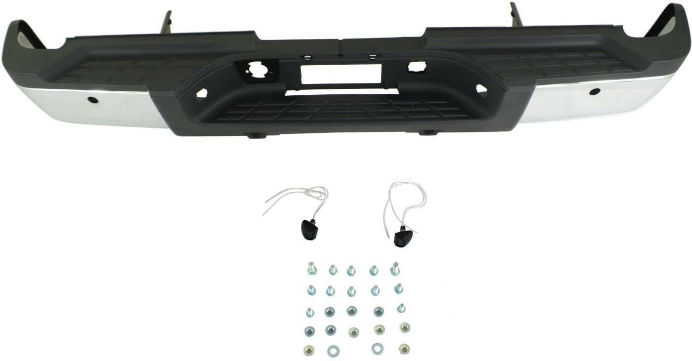 Amazon.com: Steel Step Bumper With Parking Aid Sensor Holes Rear ...