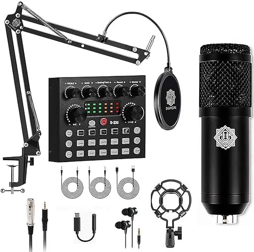 DIGIMORE Condenser Mic for Singing with V8 Sound Card | Condenser Microphone Kit | Voice Changer ...