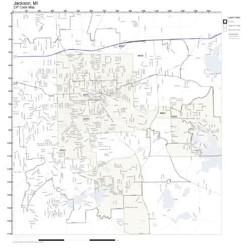 ZIP Code Wall Map of Jackson, MI ZIP Code Map Not Laminated: Amazon.com ...