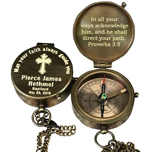 SFdizayn Engraved Baptism Compass Gift for Boys and Girls, Personalized ...