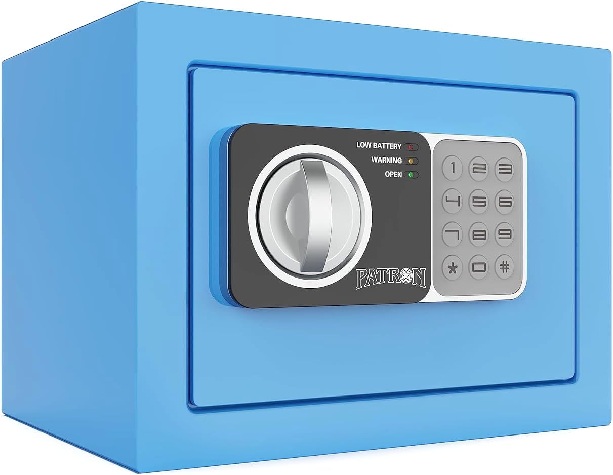 PATRON small safe box with key，mini safe for money，small coin safes for home with code，little ...