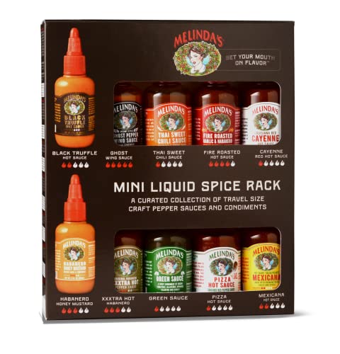 Melinda’s Mini Liquid Spice Rack - Gourmet Hot Sauce Gift Set - Travel ...