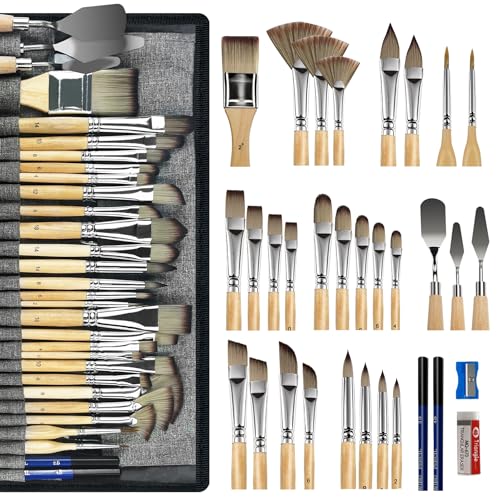 Buy Bougimal 33 PCS Paint Brush Set with Case, Artist Upgrade Series ...