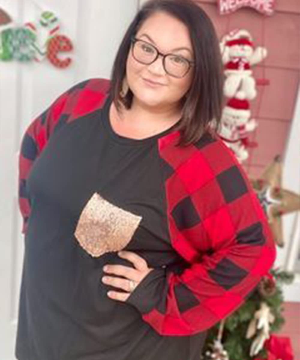 Snapklik.com : Plus Size Shirts Women Raglan Long Sleeve Golden Sequin ...