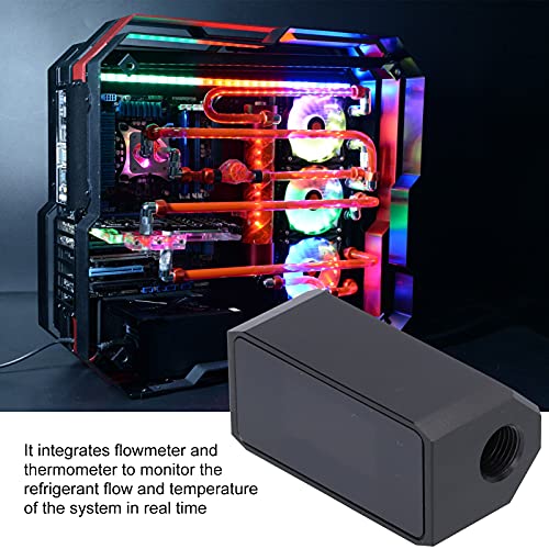 Fdit G1/4” Inline PC Water Cooling Flow Meter, Temperature/Flow/Speed ...
