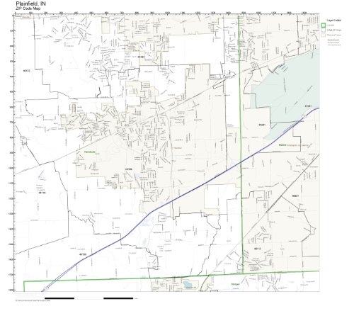 Amazon.com : ZIP Code Wall Map of Plainfield, IN ZIP Code Map Laminated ...
