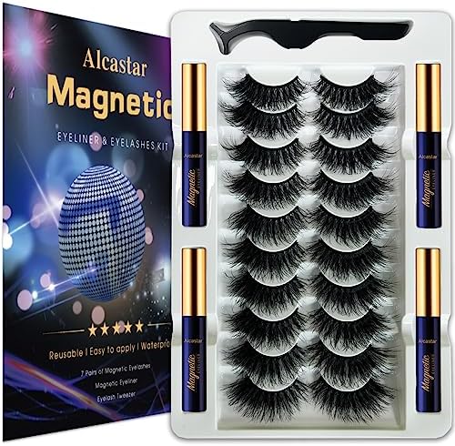 Amazon.com: Alcastar Magnetic Eyelashes with Eyeliner Kit, Reusable ...