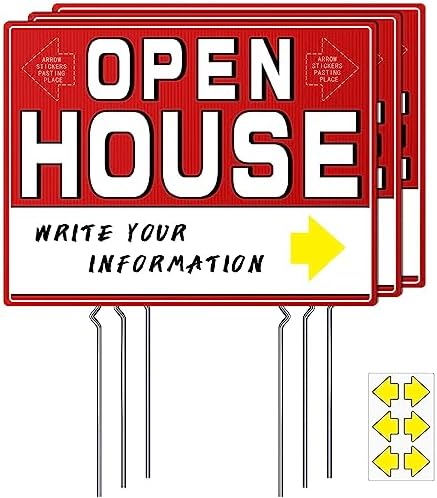 Amazon.com: Open House Real Estate Signs - 18" x 24" Double Sided Yard ...