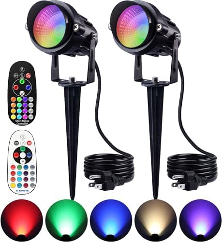 SUNVIE Christmas Spot Lights Outdoor 12W RGB Spotlight 120V LED Color ...