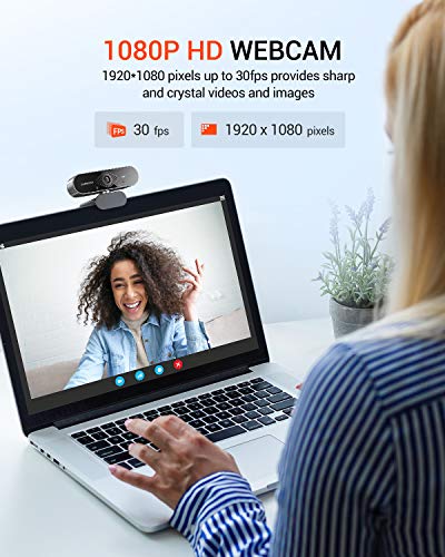 DEPSTECH FHD 1080P USB Webcam with Microphone, and Auto Light Correction