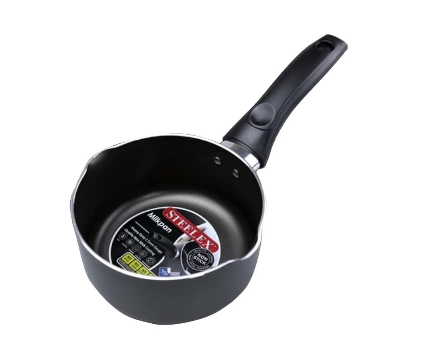 STEELEX Non-Stick Milk Pan 16cm with Dual Double Pouring Lips Non-Stick ...