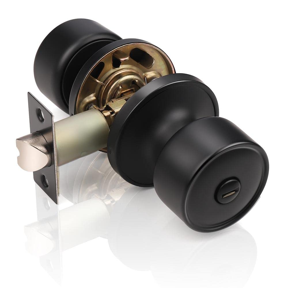 Snapklik.com : Gobrico Matte Black Privacy Door Knob Keyless Round ...