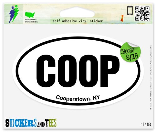 Amazon.com: COOP Cooperstown NY Oval Car Sticker Indoor Outdoor 5" x 3 ...