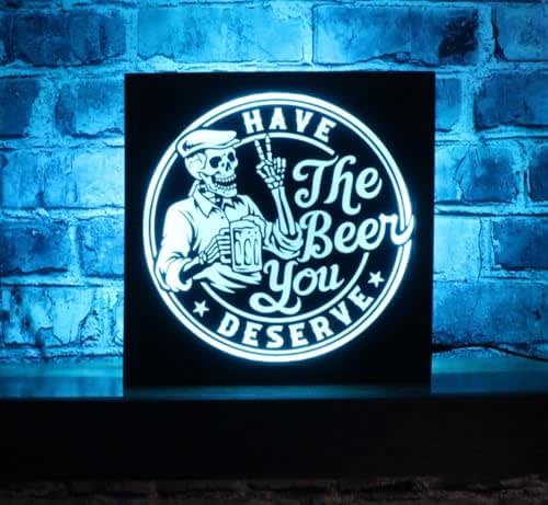 Amazon.com: Led Custom Signs - Beer - Skeleton - Beer Sign - Led - Non ...