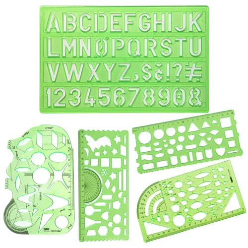 KASESSS 5Pcs Stencils Letters, Reusable Geometric Stencil, Plastic ...