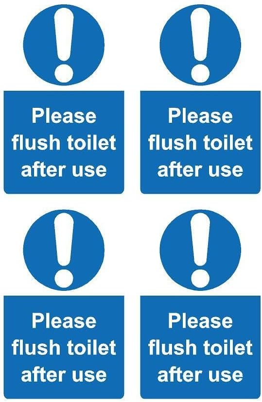 Please flush toilet after use sign - Pack of 4 150mm x 100mm Self ...