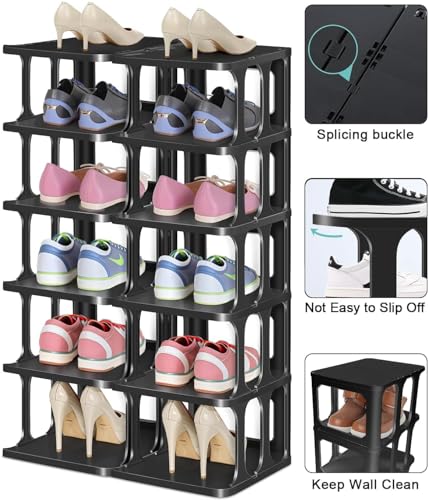 HOMREALM 6 Tier Narrow Shoe Rack, Small Vertical Shoe Stand, Space ...