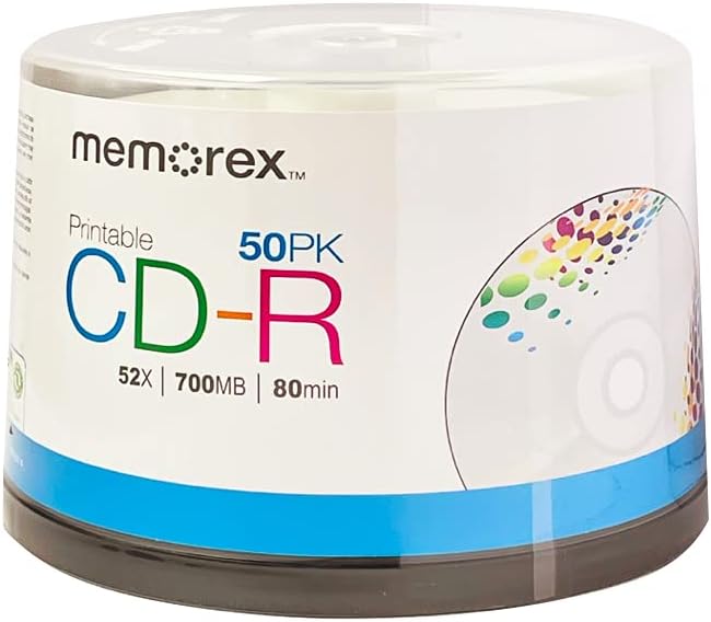 Amazon.com: Memorex 700MB/80-Minute 52x Data CD-R Media 50-Pack Spindle ...
