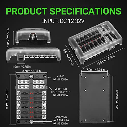 Snapklik.com : 12V Fuse Block 12 Circuit Fuse Box Kit