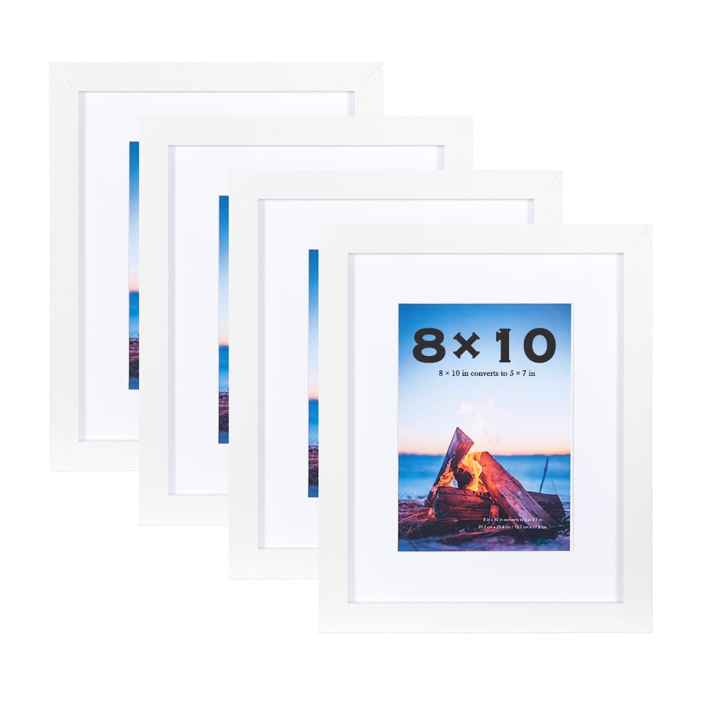 Scholar Tree White 10x8 Photo Frames Set of 4, Wooden Picture Frames ...