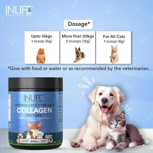 INLIFE Collagen for Dogs & Cats | Hydrolyzed Collagen Powder for Skin ...