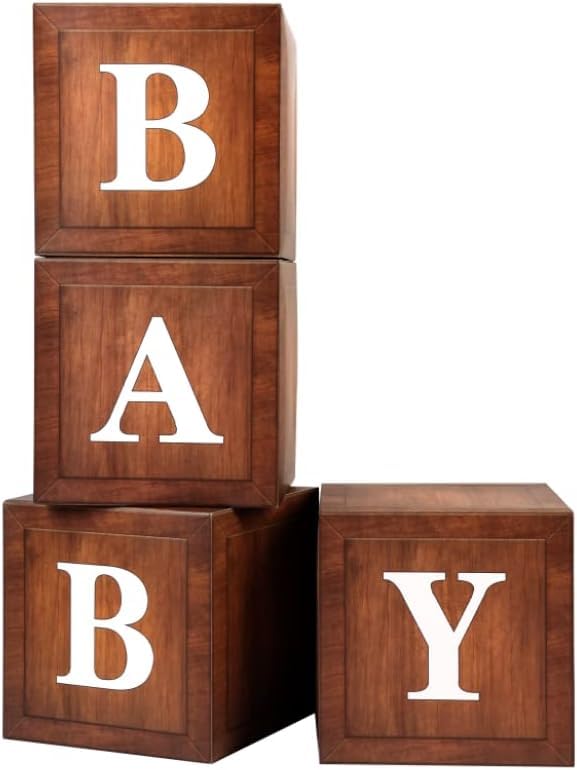 Pop The Party 4pcs Grain Brown Baby Box with Printed BABY Letters Baby ...