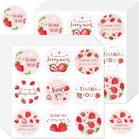 Amazon.com: 180Pcs Strawberry Thank You Stickers Pink Thank You Berry ...