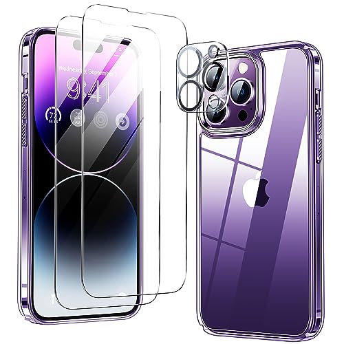 Humixx [5 in 1 for iPhone 14 Pro Case Clear, with 2X Screen Protector ...