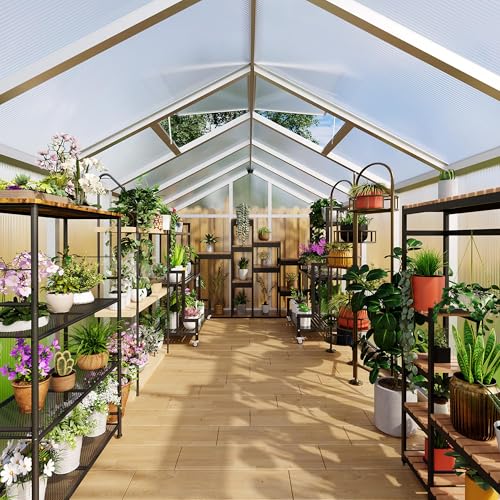 8x12 Ft Greenhouse, Aluminum Frame Polycarbonate Walk-in Greenhouse ...