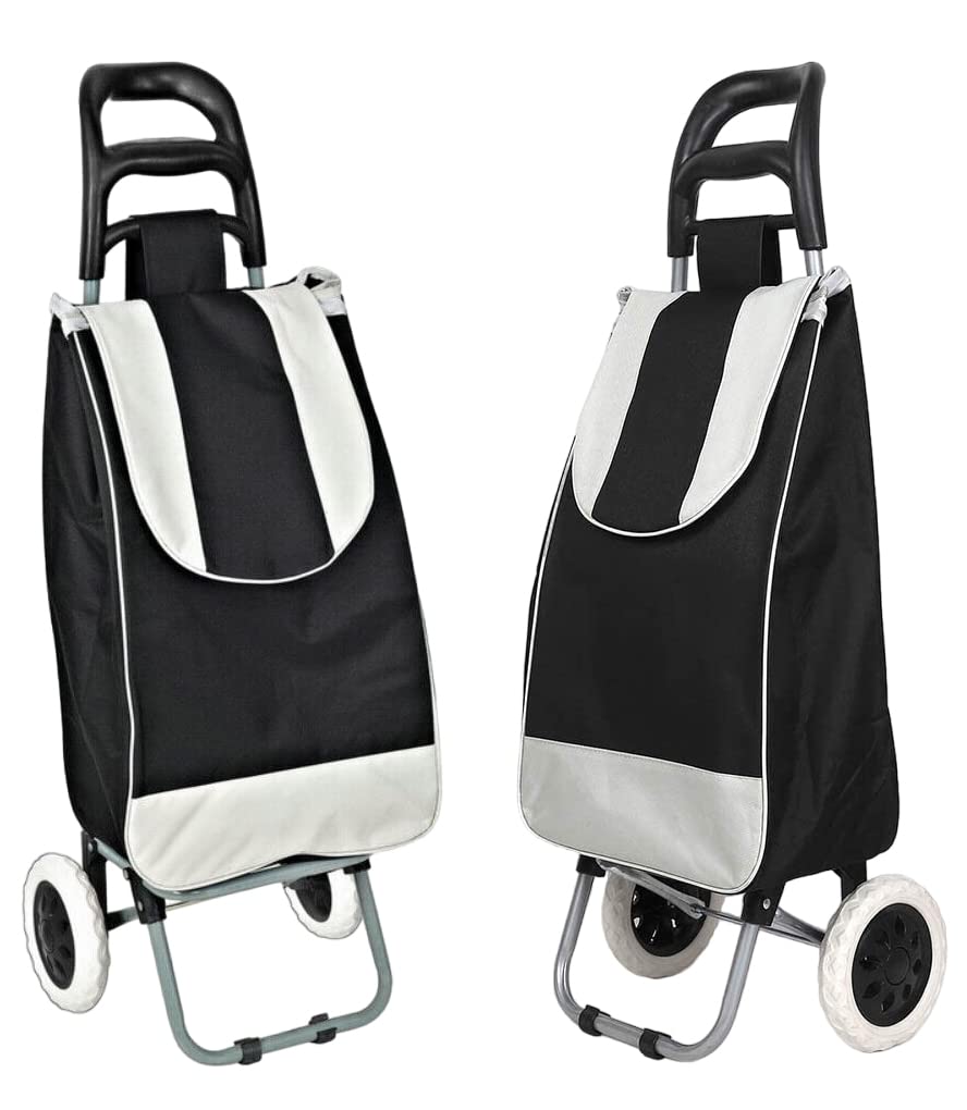 Folding Essential Shopping Trolley Fabric Luggage Bag with 2 Wheels ...
