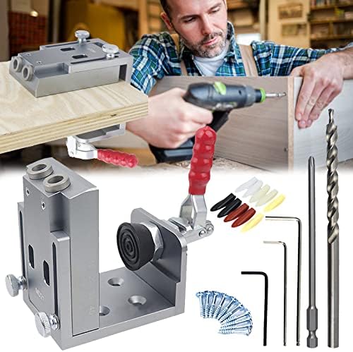 Pocket Hole Jig Set, 4 in 1 Pocket Hole Drilling Template Pocket Hole ...