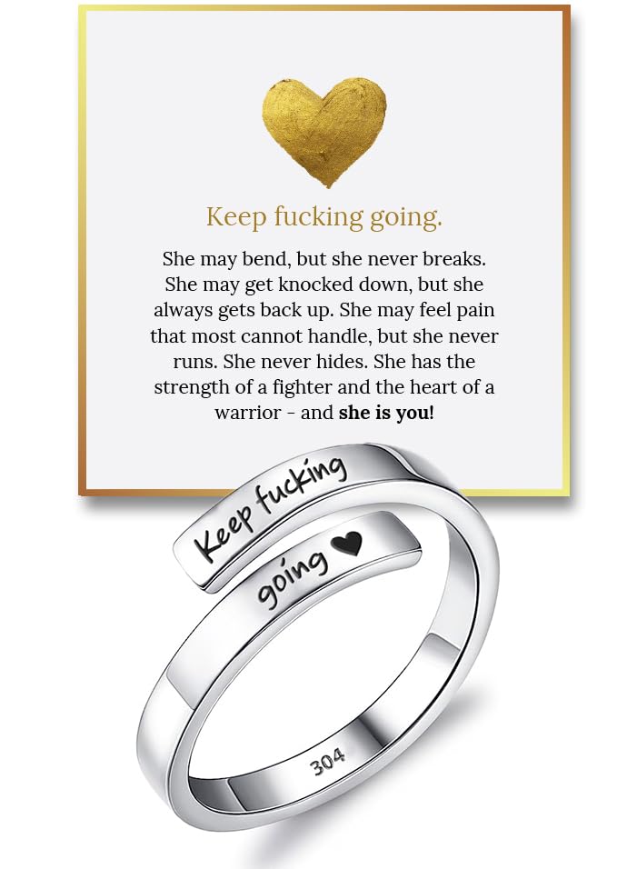 Amazon.com: Hope Rings – Keep Fucking Going (1 Pcs) – Adjustable Tarnish Free 304 Stainless ...