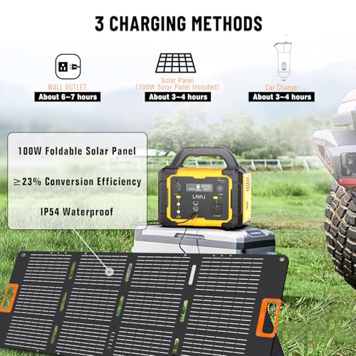 Solar Generator 300W Portable Power Station with 100W Foldable Solar ...