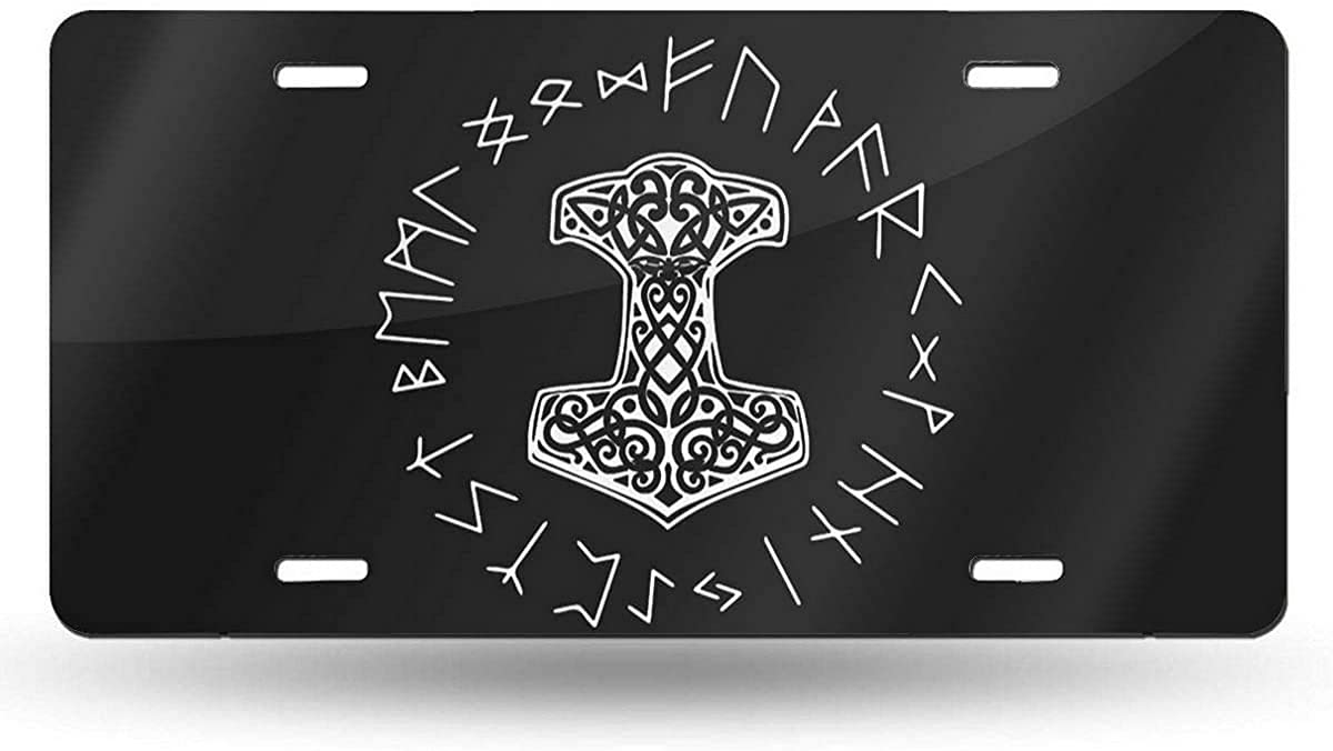 Buy JKKL Vikings Mjolnir and Rune Wheel Norse Mythology Symbol Design ...