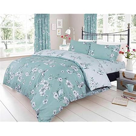 HOMEMAKER BEDDING ® Duvet Set Blossom Flower Duck Egg Teal Quilt Cover ...