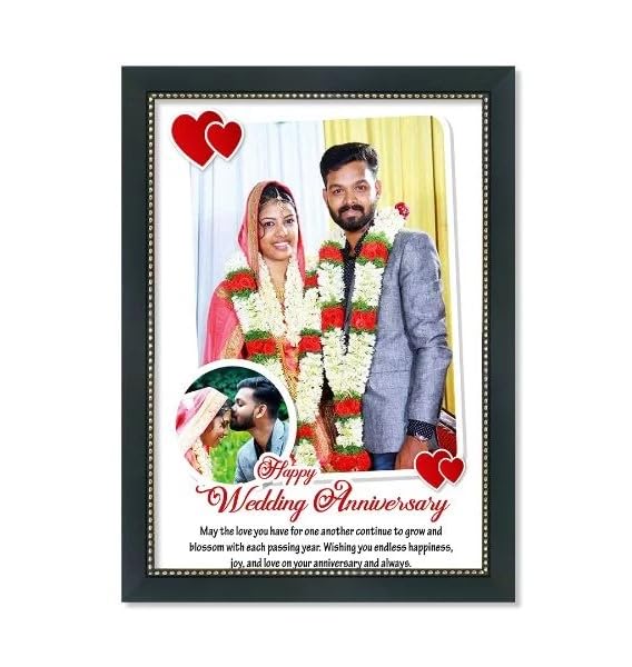 FRAMEWALLA Personalized Happy Anniversary MDF Photo Frame (MDF Base and ...
