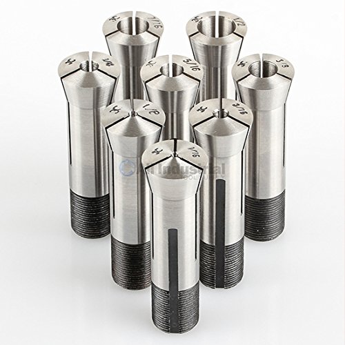 3C Round Collet 8 Pc. Set 1/16-1/2" x 16ths Hardened & Ground: Amazon ...
