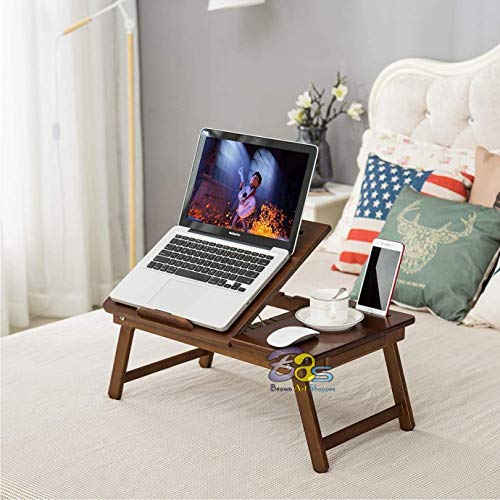 Brown Art Shoppee Laptop Table Adjustable Fold-able with one Drawer and ...