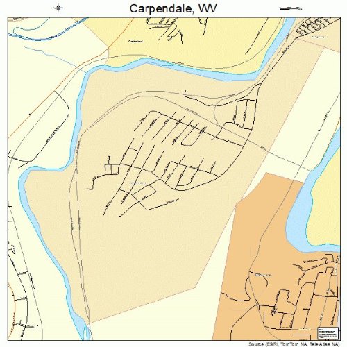 Amazon.com: Large Street & Road Map of Carpendale, West Virginia WV ...