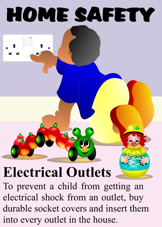 Home Safety Electrical outlets Sign Sticker, Waterproof Sticker Signage ...