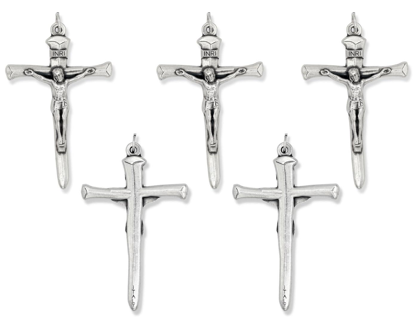 Amazon.com: Pack of 5 - Nail Crucifix 2 Inch Cross with Silver Oxidized ...